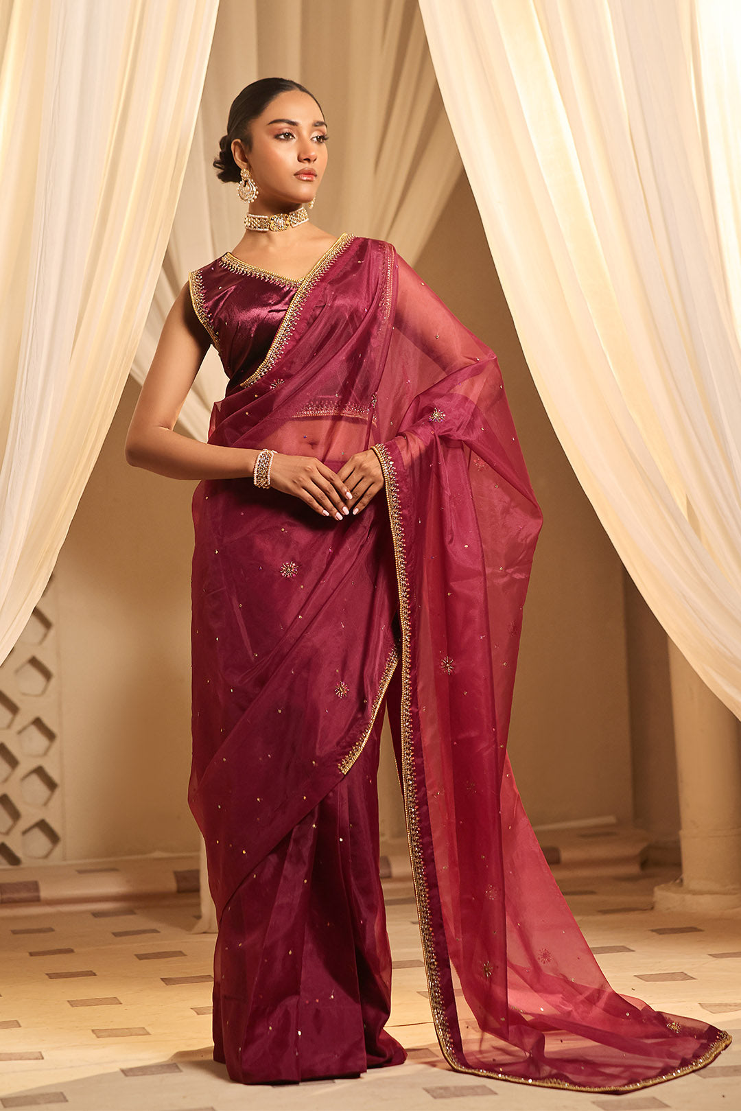 Embroidered Velvet & Organza Luxury Saree | New Arrivals | SR202318 ...