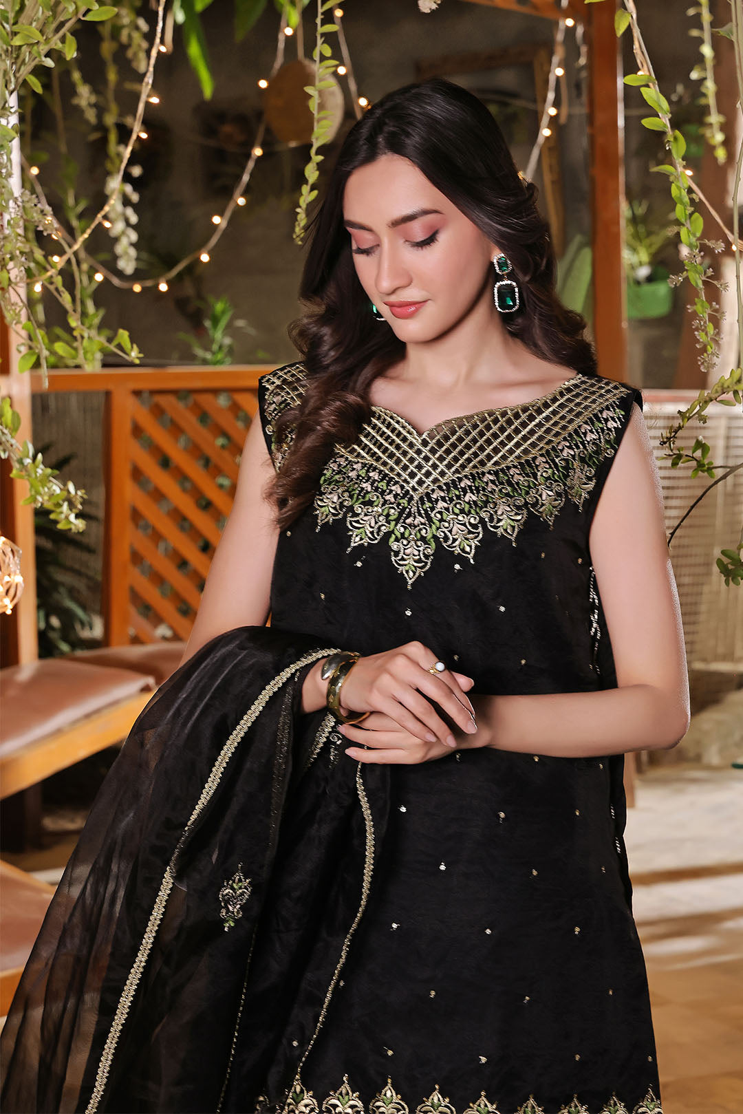 Zari Embroidered Plazo Suit | New Arrivals | P202347 – SANA'S