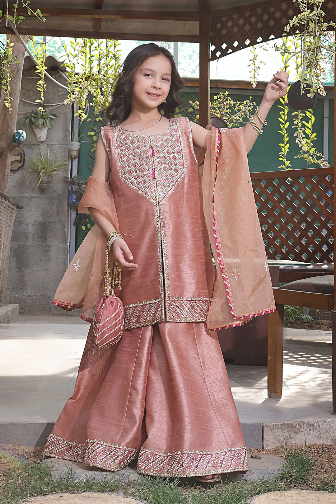Embroidered Raw Silk Plazo Suit | New Arrivals | P3214 – SANA'S