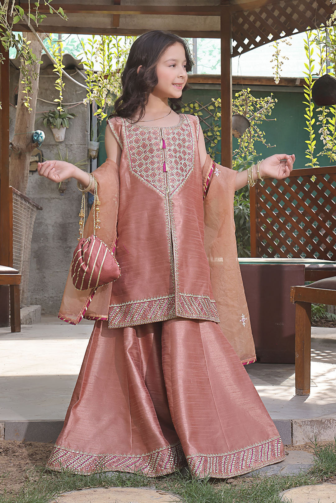 Embroidered Raw Silk Plazo Suit | New Arrivals | P3214 – SANA'S