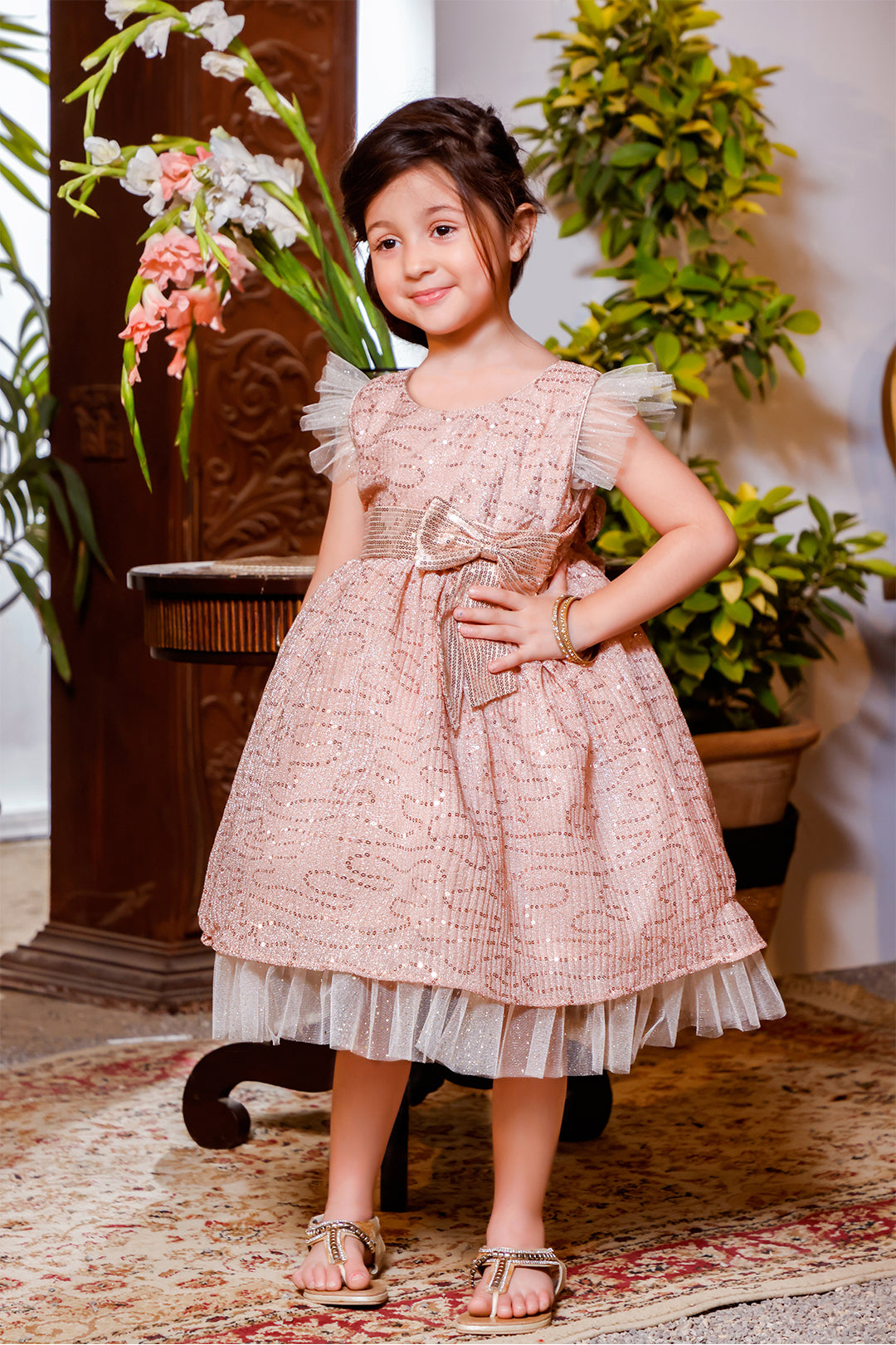 Self Crinkled Sequins Glitter Net Frock | KAIRA | F2048 – SANA'S