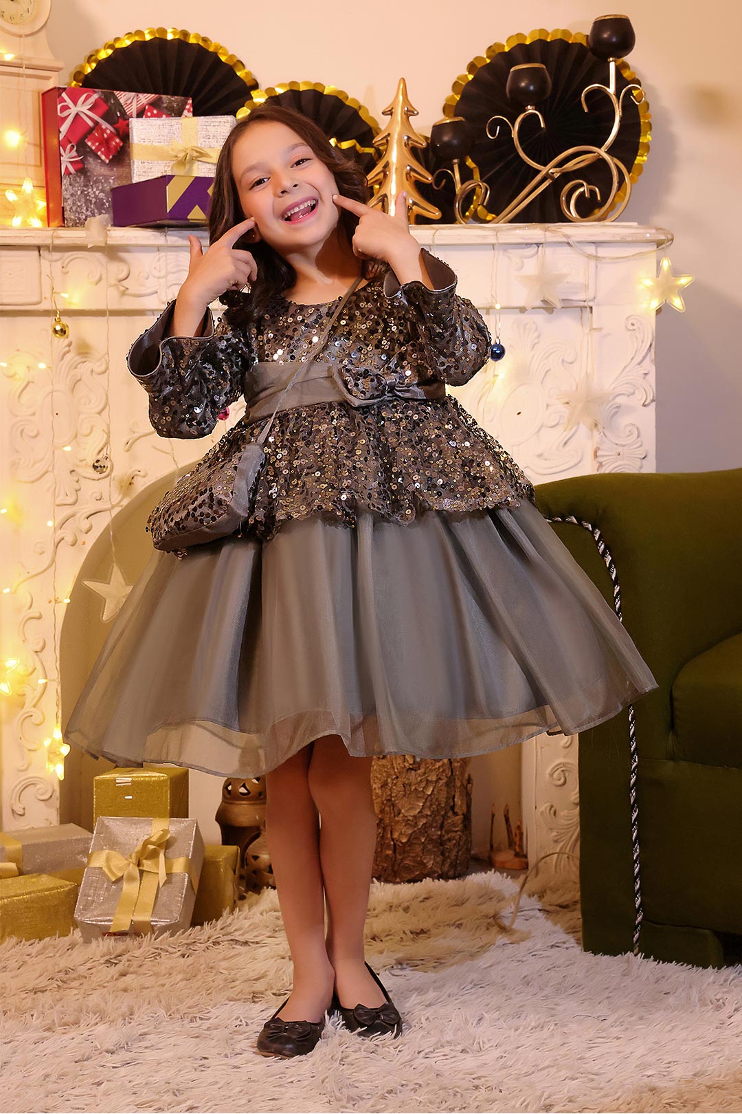 Bold Sequins Peplum Style Frock | Winter Festive | F2190 – SANA'S