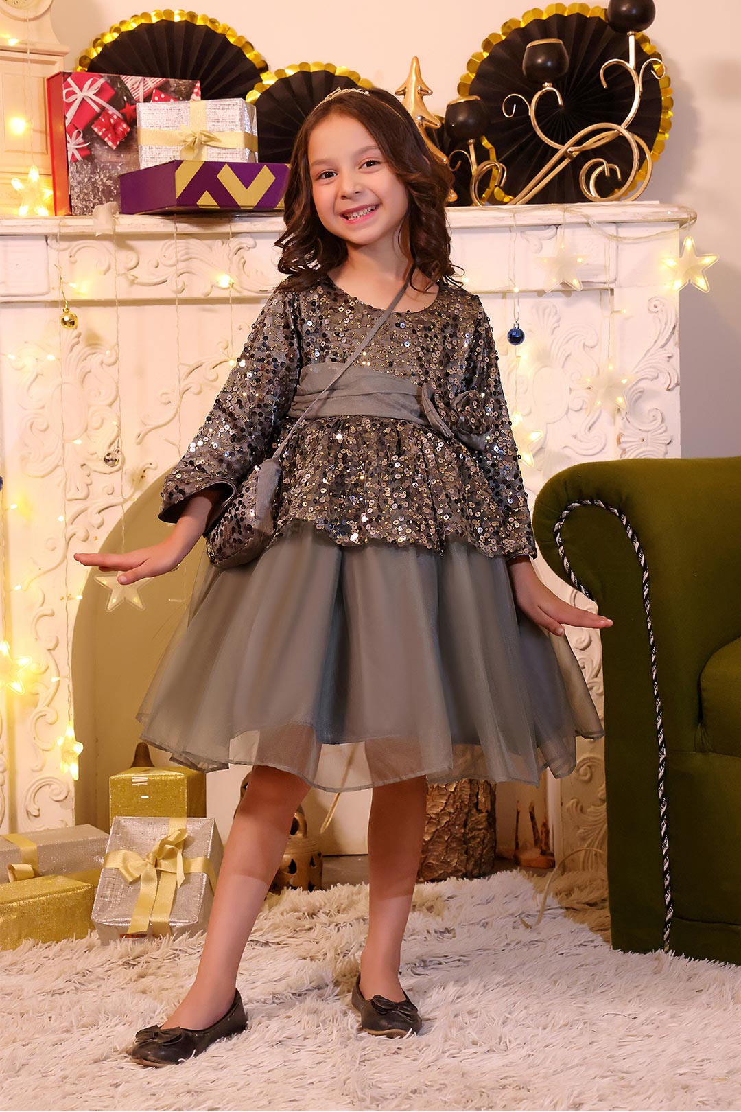 Bold Sequins Peplum Style Frock | Winter Festive | F2190 – SANA'S