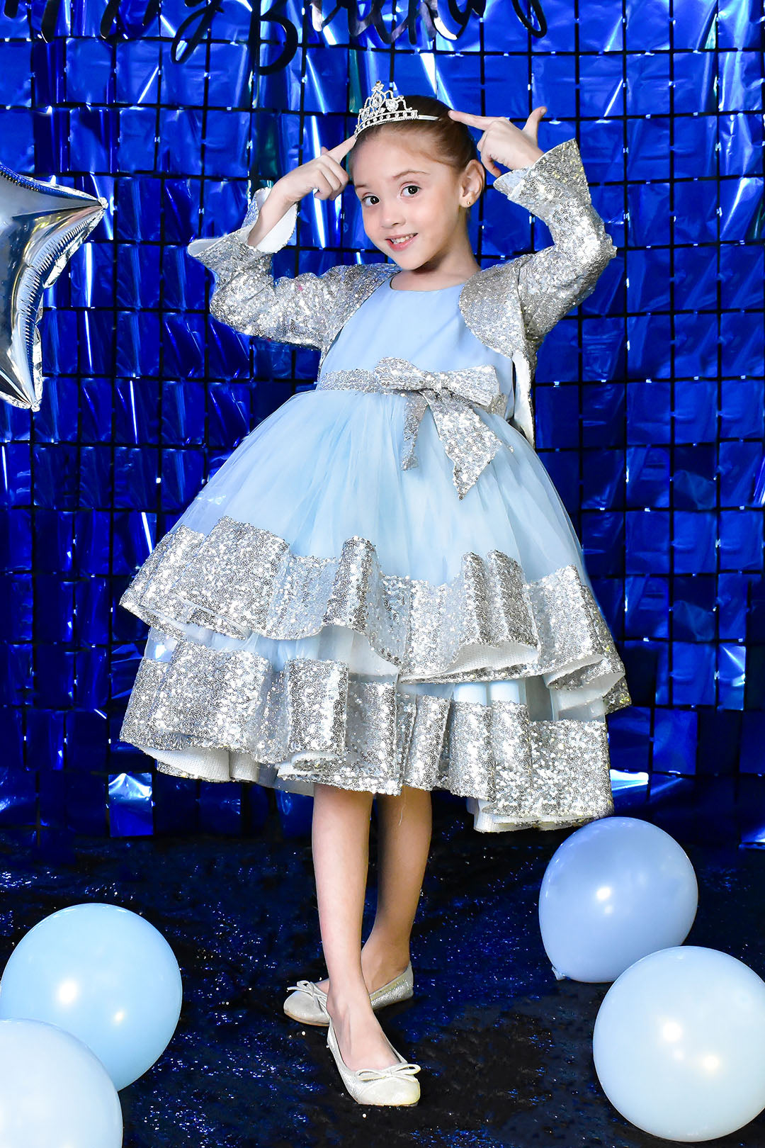 Double Layer Contrasting Sequins Net Cape Frock | BIRTHDAY BASH | F218 ...