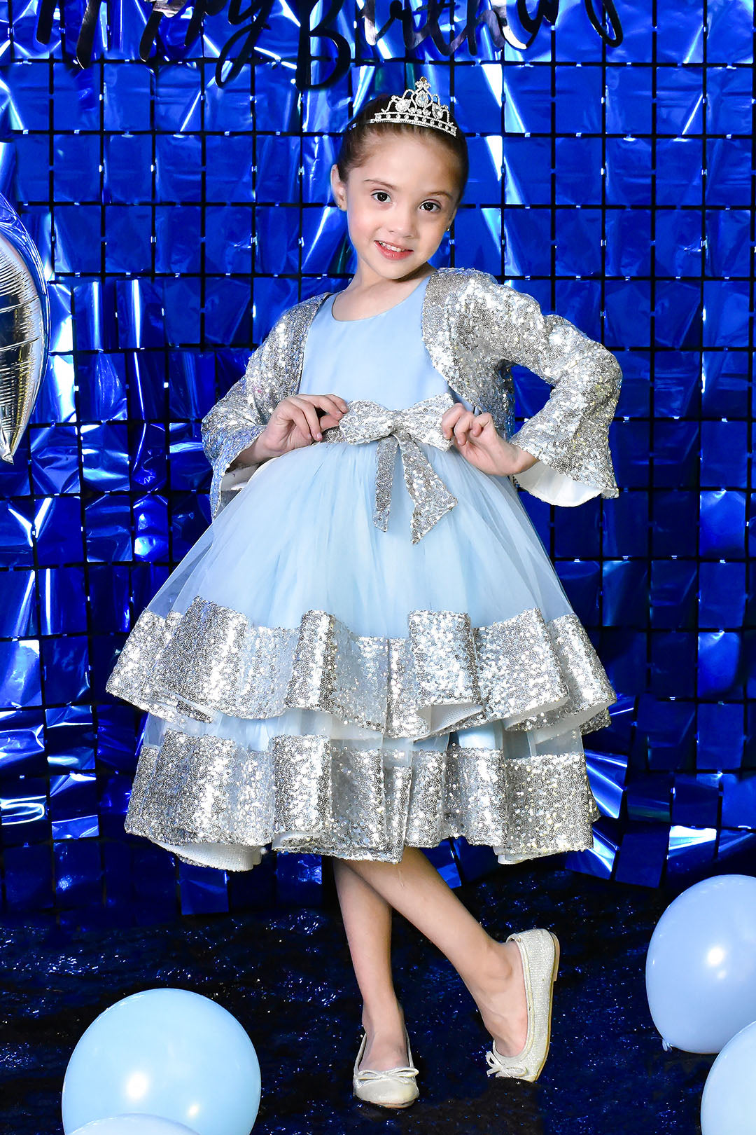 Double Layer Contrasting Sequins Net Cape Frock | BIRTHDAY BASH | F218 ...