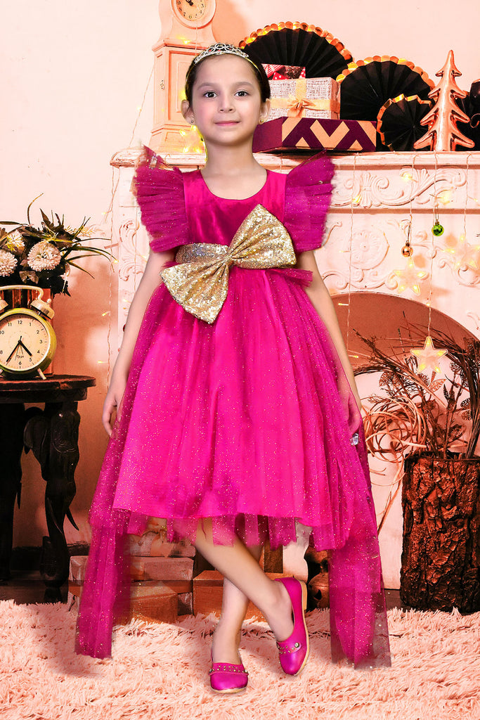 Glitter Net Sides Dropping Tail Frock | BIRTHDAY BASH | F2196 – SANA'S