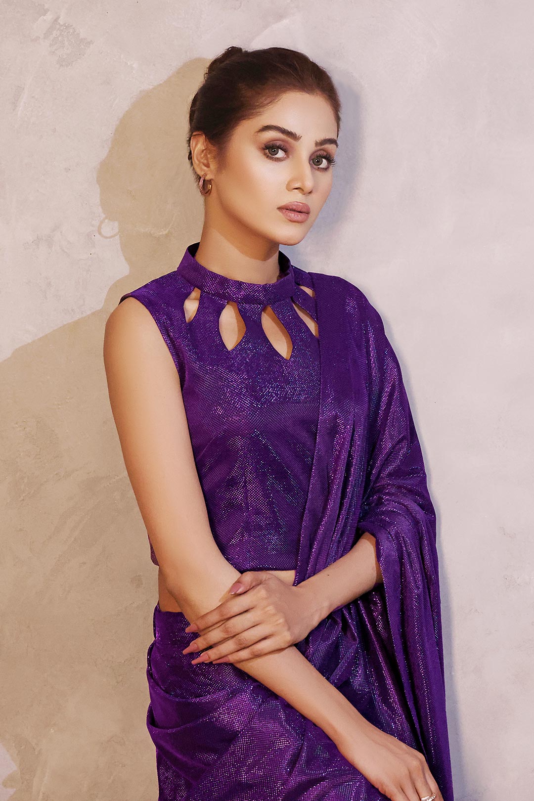 Solid Moonlight Saree with Cut Work Top | COCKTAIL | SR202237 – SANA'S