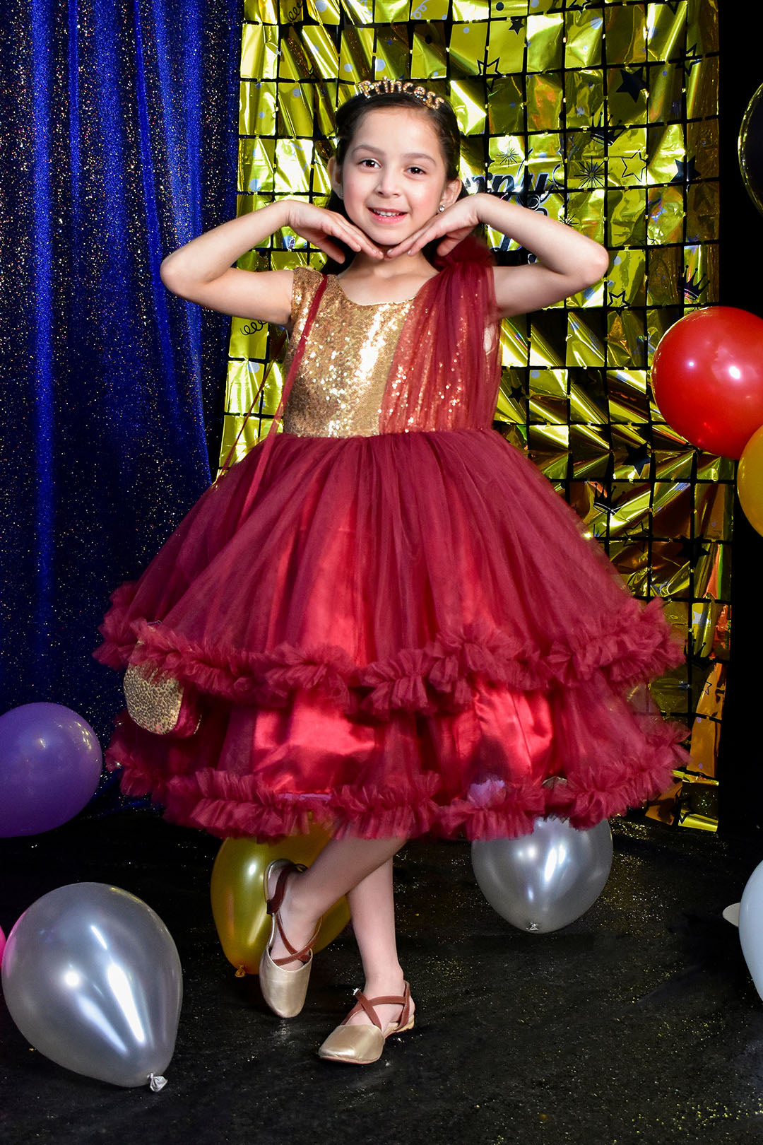 Sequins & Double Layer Net Frock | BIRTHDAY BASH | F2300 – SANA'S