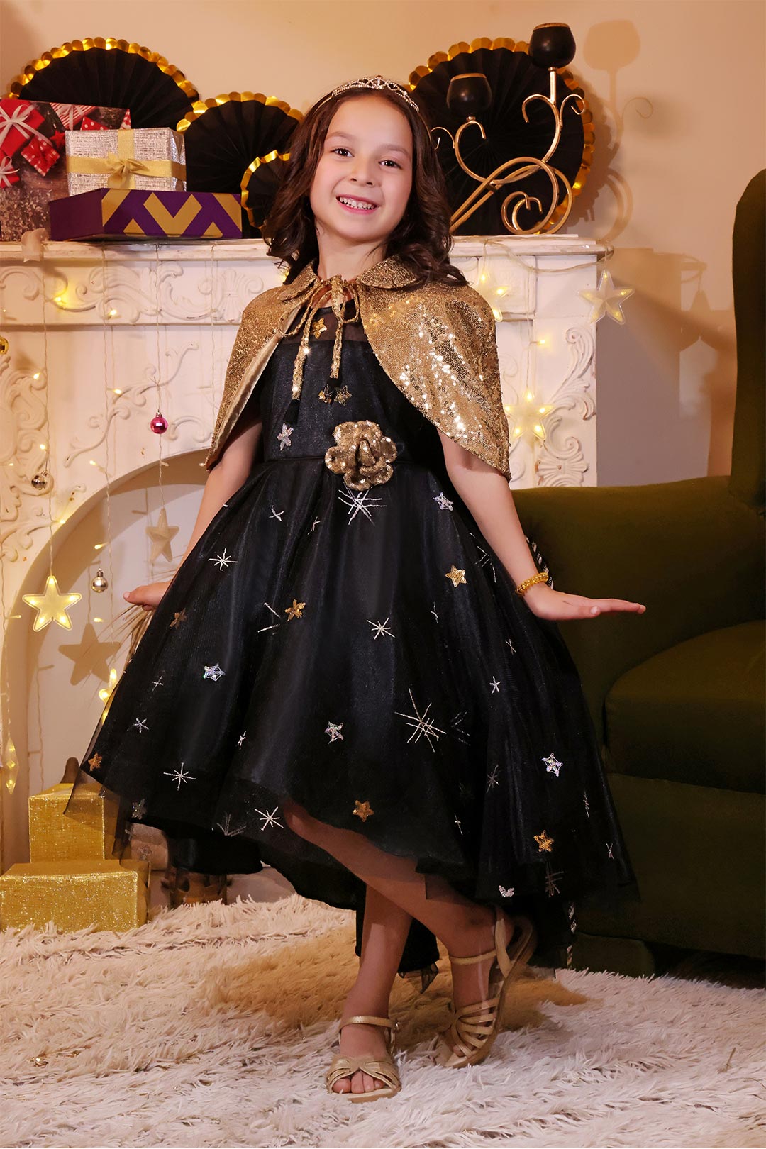 Star Sequins Net Frock | Winter Festive | F2194 – SANA'S